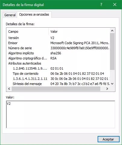 Propriedades do arquivo do Windows 10 - detalhes da assinatura digital 2