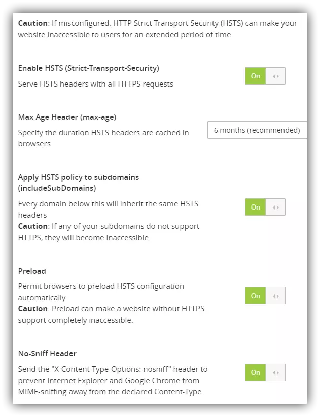 HSTS CloudFlare konfiguréieren