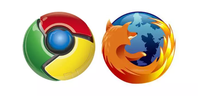 Google Chrome en Firefox-logo's