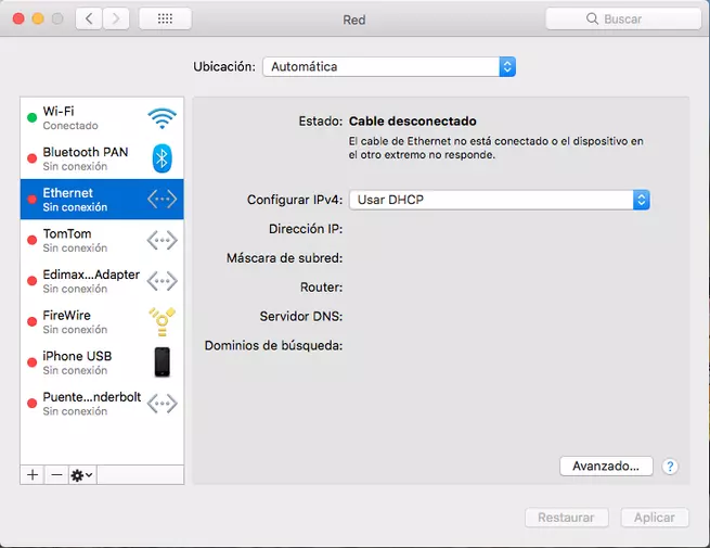 macOS-এ উন্নত ইথারনেট কনফিগারেশন বিকল্প