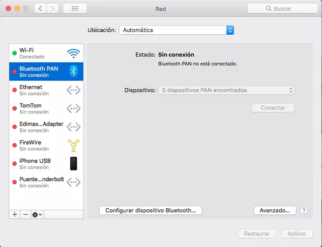 Configuració del Bluetooth a macOS