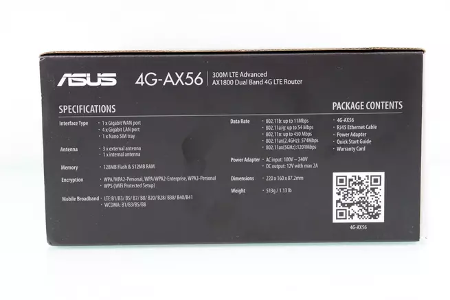 ផ្នែកខាងឆ្វេងនៃប្រអប់រ៉ោតទ័រ ASUS 4G-AX56