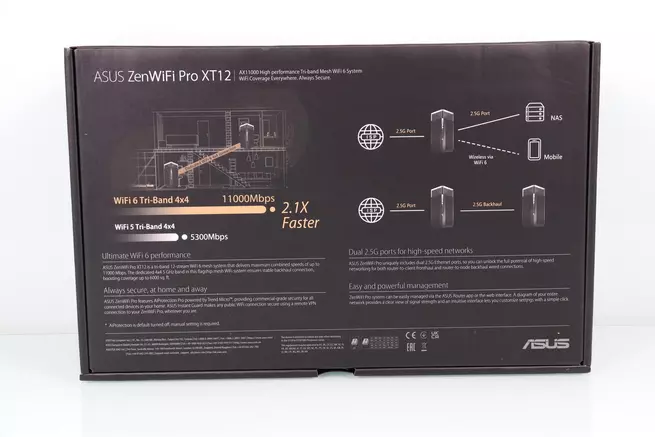ASUS ZenWiFi Pro XT12 WiFi tinklelio dėklo galinė dalis