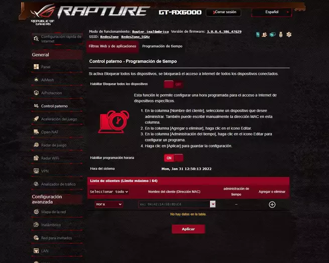 ASUS ROG Rapture GT-AX6000: Pagtuki sa WiFi 6 router ug 2.5G port 177_104