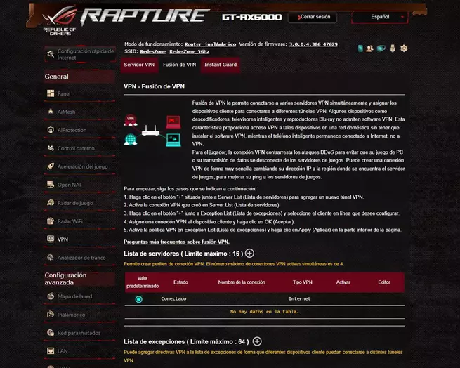 ASUS ROG Rapture GT-AX6000: Pagtuki sa WiFi 6 router ug 2.5G port 177_122