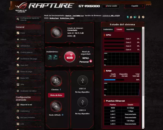 ASUS ROG Rapture GT-AX6000: „WiFi 6“ maršrutizatoriaus ir 2,5G prievadų analizė 177_129