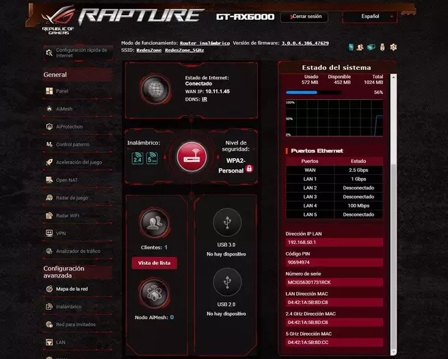 ASUS ROG Rapture GT-AX6000: Pagtuki sa WiFi 6 router ug 2.5G port 177_130