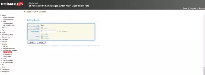 Määritä portin suojaus Edimax GS-5424G Managed Switchissä 20371_7