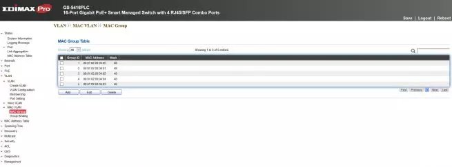 በ Edimax GS-5416PLC ማብሪያ / ማጥፊያ ውስጥ VLAN ን በ MAC እንዴት ማዋቀር እንደሚቻል - 20435_6
