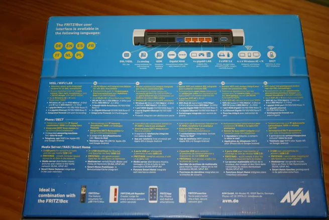 Back of the high-performance router box FRITZ!Box 7590