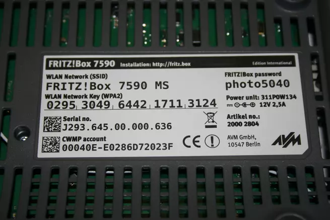 FRITZ!Box 7590 router sticker with Wi-Fi key and access key