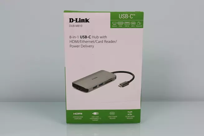 Panempoan hareup kotak hub D-Link DUB-M810