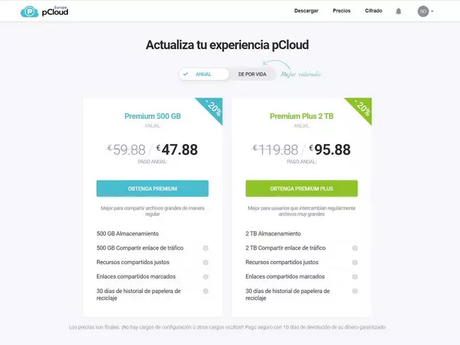 Anàlisi pCloud emmagatzematge al núvol: Opcions, velocitat i preu 23469_11