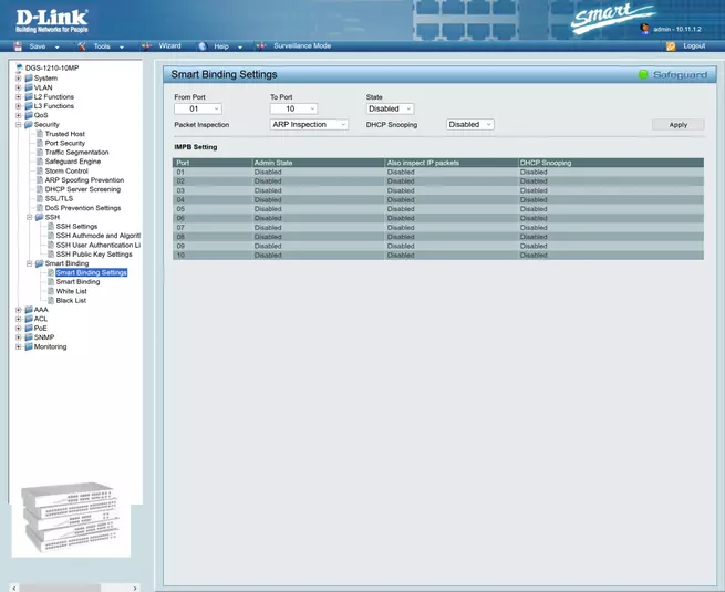 D-Link DGS-1210-10MP: Dib u eegista Gigabit PoE+ iyo beddelka bilaa faneedka 23494_106