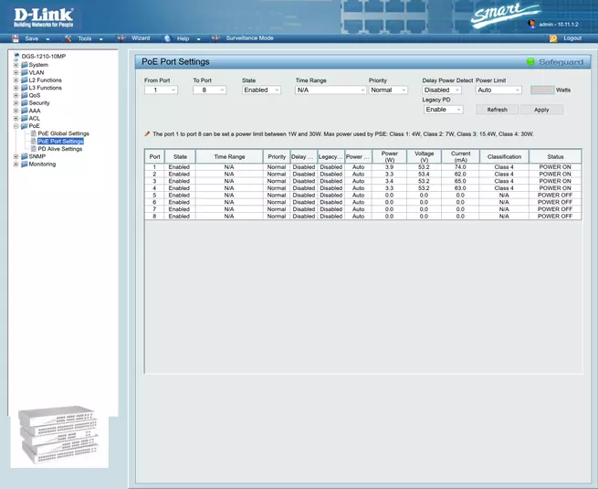 D-Link DGS-1210-10MP: Dib u eegista Gigabit PoE+ iyo beddelka bilaa faneedka 23494_119