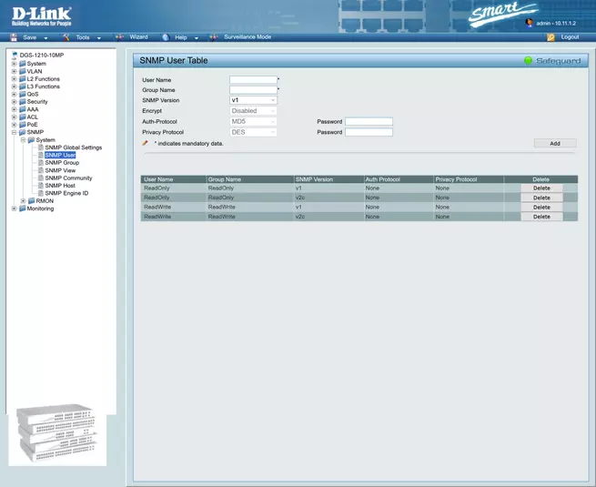 D-Link DGS-1210-10MP: Dib u eegista Gigabit PoE+ iyo beddelka bilaa faneedka 23494_122