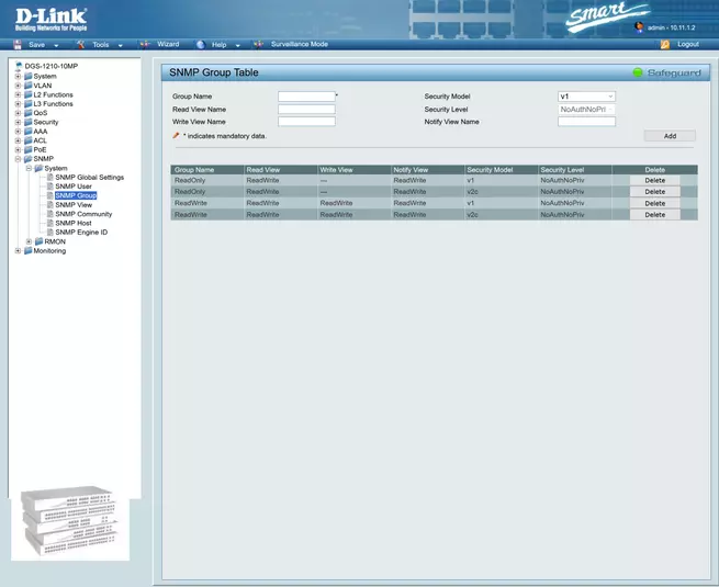 D-Link DGS-1210-10MP: Dib u eegista Gigabit PoE+ iyo beddelka bilaa faneedka 23494_123