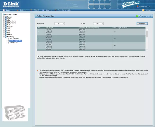 D-Link DGS-1210-10MP: Dib u eegista Gigabit PoE+ iyo beddelka bilaa faneedka 23494_134