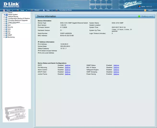 D-Link DGS-1210-10MP: Dib u eegista Gigabit PoE+ iyo beddelka bilaa faneedka 23494_36