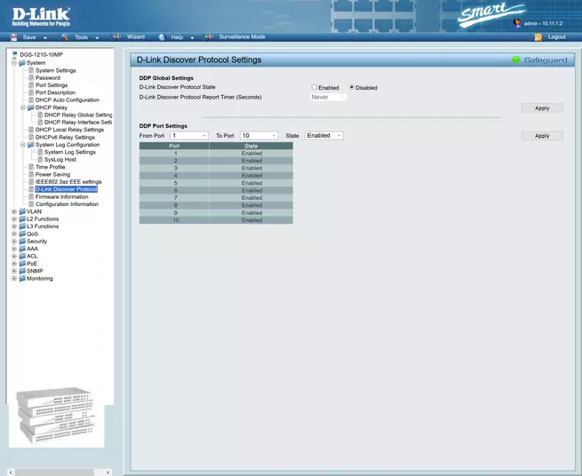 D-Link DGS-1210-10MP: Dib u eegista Gigabit PoE+ iyo beddelka bilaa faneedka 23494_52