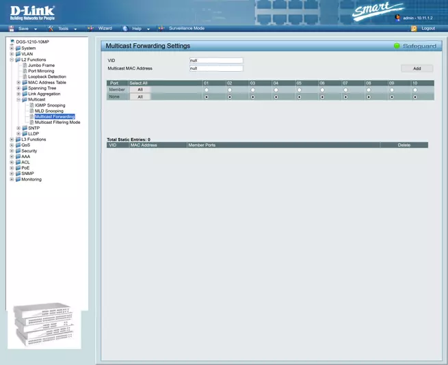 D-Link DGS-1210-10MP: Dib u eegista Gigabit PoE+ iyo beddelka bilaa faneedka 23494_78