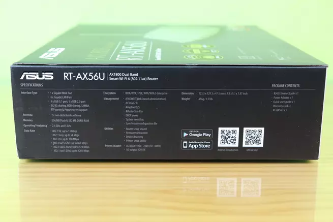 华硕 RT-AX56U Wi-Fi 6 路由器盒子左侧