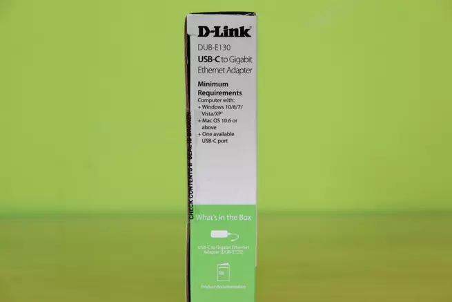 Aliyê çepê yê D-Link DUB-E130 USB 3.0 Type-C berbi Gigabit Ethernet Adapter bi hûrgulî