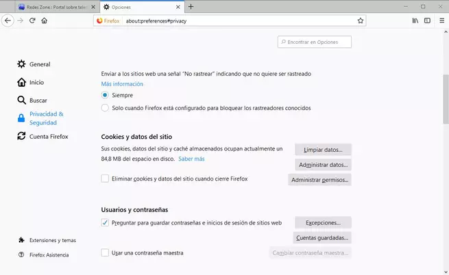 Firefox Neşopîne Daxwaza şopandinê tune