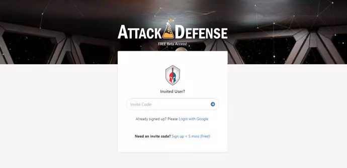 Crie uma conta no AttackDefense