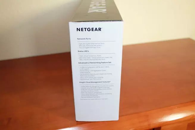 NETGEAR GC110P এর প্যাকেজিংয়ের অন্য দিকের বিশদ বিবরণ