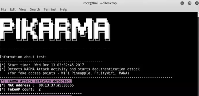 PiKarma: Python script to help identify malicious WiFi networks