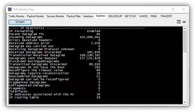 TCP Monitor Plus - إحصائيات