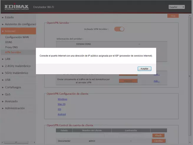 Coneix el servidor OpenVPN de l'encaminador Edimax EW-6478AC V2 en vídeo 24414_3