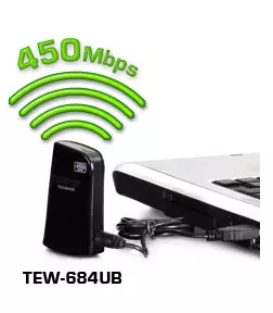 TRENDnet TEW-684UB: 450Mbps Duobla Bando WiFi N USB-Adaptilo