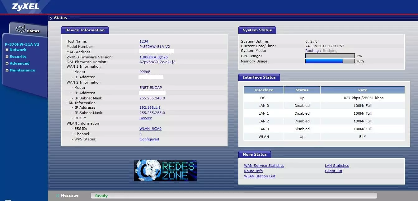 Bukana ea router e fanoeng ke Movistar ho bareki ba eona ba likhokahano tsa VDSL 25332_8