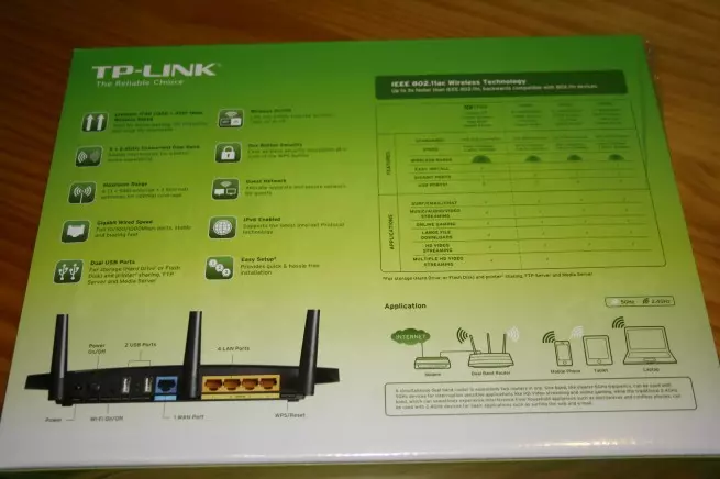 Ukubuka ngemuva kwebhokisi lomzila we-TP-Link Archer C7