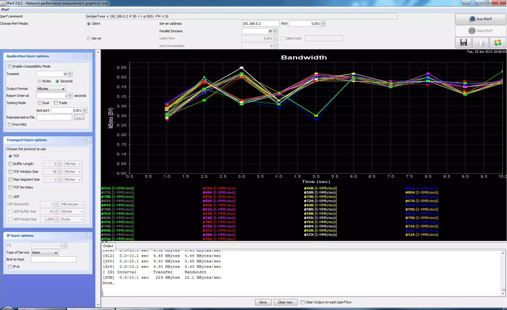 802.11ac 50 تارونه JPerf. څنګ ته کوټه