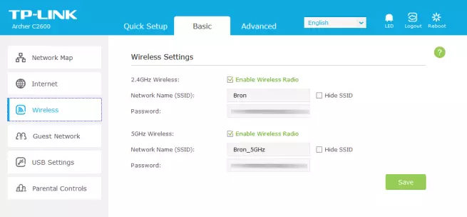 TP-LINK Archer C2600: Pagtuki sa batakang menu