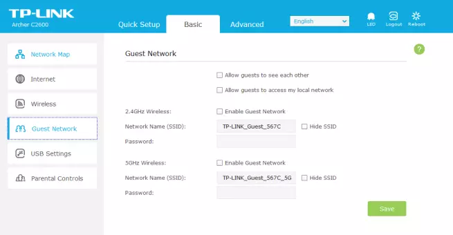 TP-LINK Archer C2600: Pagtuki sa batakang menu