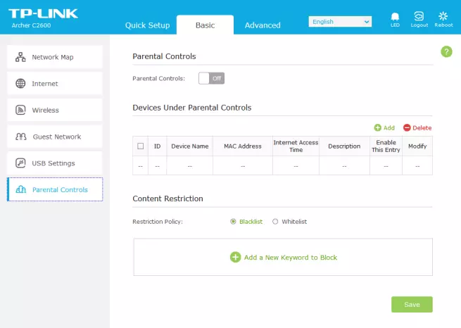 TP-LINK Archer C2600: Kusanthula kwa menyu yoyambira