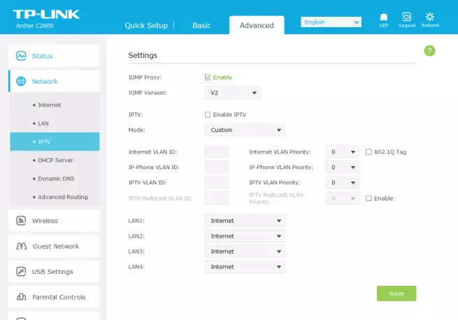 TP-LINK Archer C2600: Advanced nga Menu