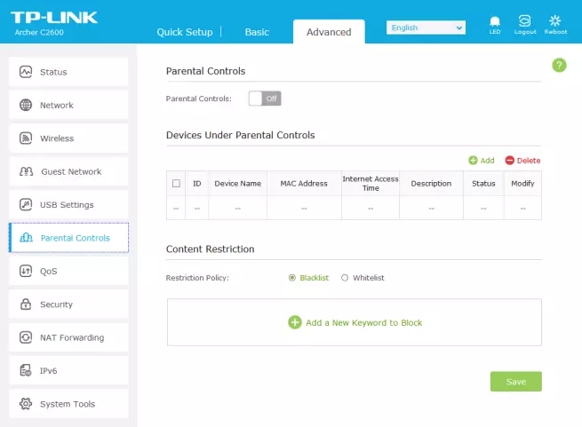 TP-LINK Archer C2600: Dewislen firmware uwch