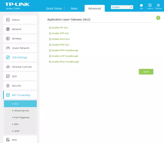 TP-LINK Archer C2600: Menu perisian tegar lanjutan