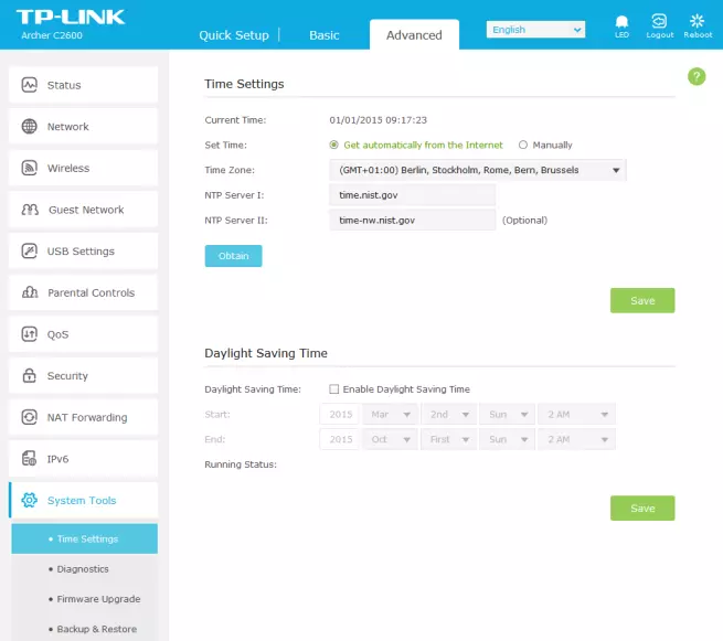 TP-LINK Archer C2600: Menu perisian tegar lanjutan