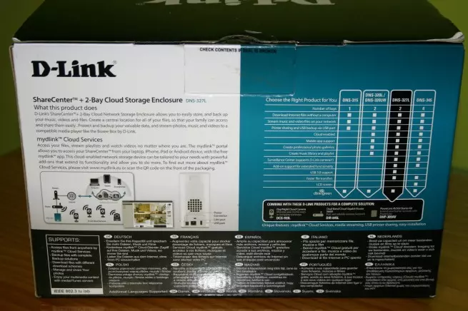 D-Link DNS-327L NAS केसको पछाडिको दृश्य