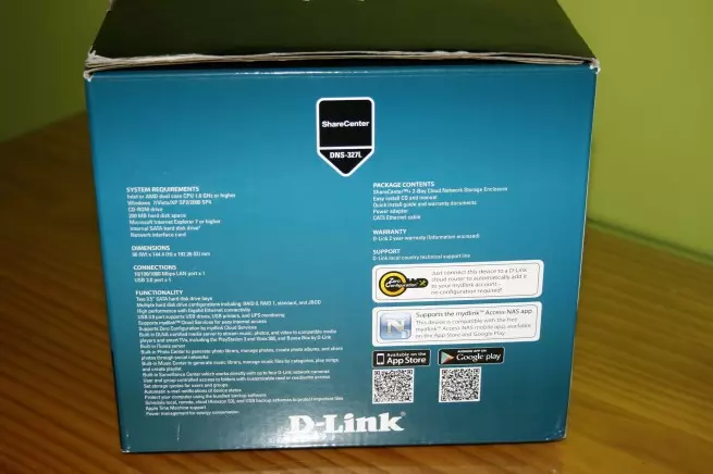 D-Link DNS-327L NAS-ის მარცხენა მხარეს ხედი