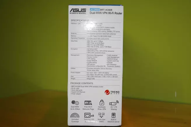 Rechterkant van de ASUS BRT-AC828 professionele routerbox