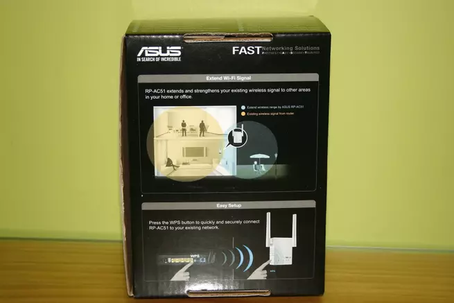 Inyuma ya ASUS RP-AC51 agasanduku gasubiramo Wi-Fi