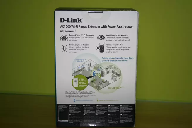 D-Link DAP-1635 Wi-Fi રીપીટર બોક્સની પાછળ વિગતવાર