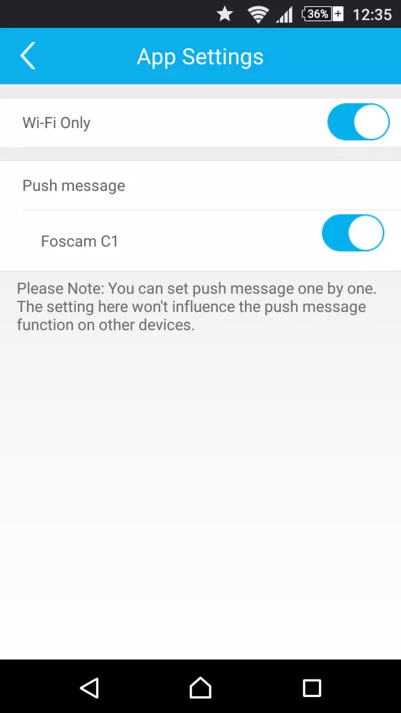 Foscam App Android: Settings